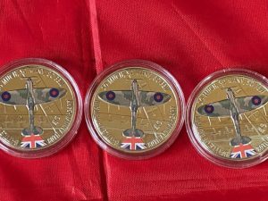 3 x spitfire £5 coins !x spitfire 50p coin 1x mosquito 50p coin legal ...